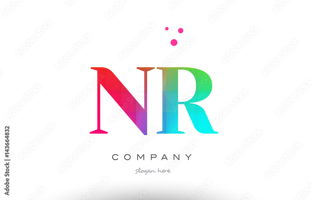 NR N R colored rainbow creative colors alphabet letter logo icon Stock ...