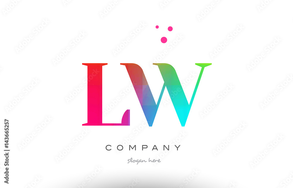 LW L W colored rainbow creative colors alphabet letter logo icon Stock ...