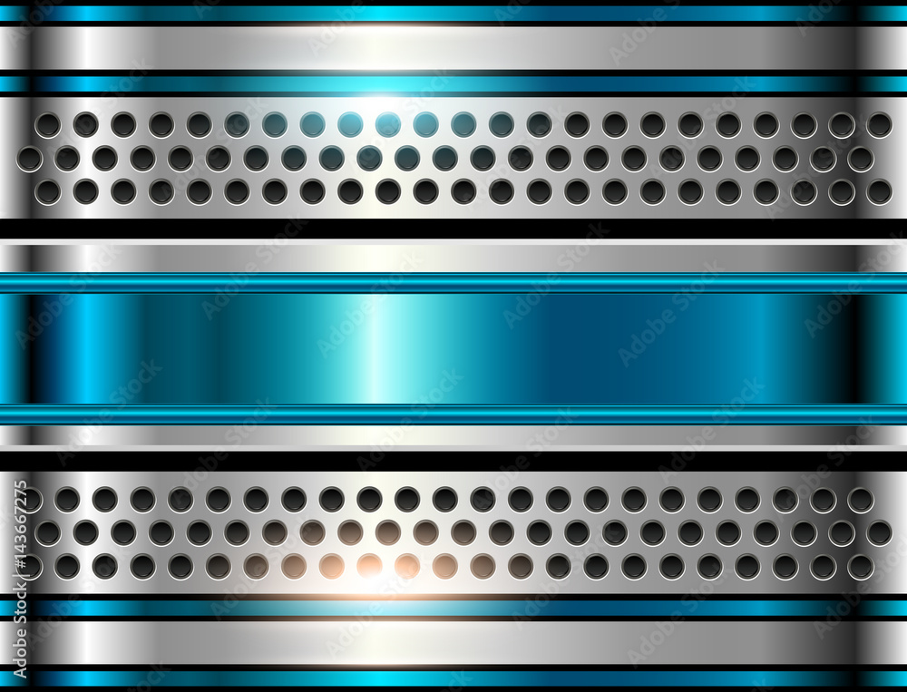 Silver metal background, shiny blue metallic chrome plate. Stock Vector ...