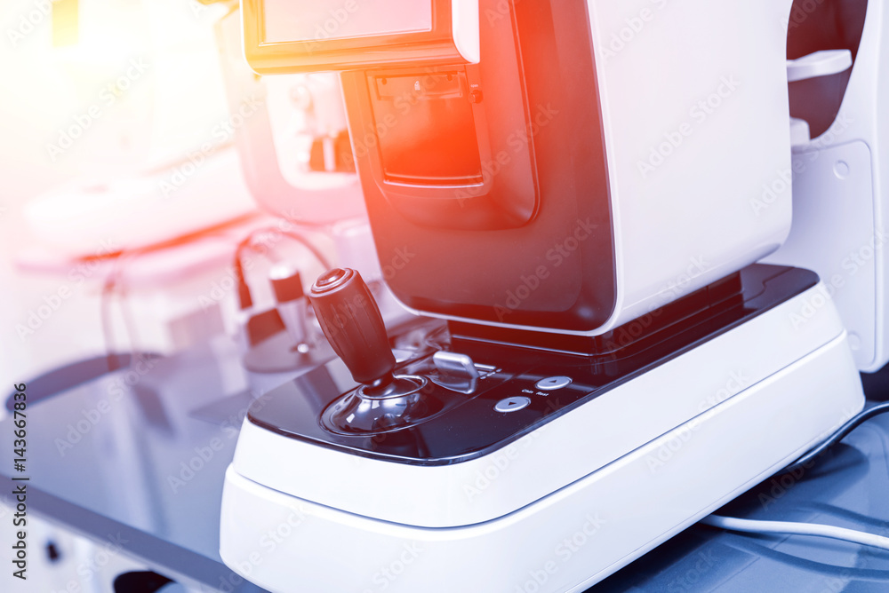 Refractometry. Keratometry. Refraction test. Optometry Stock Photo ...
