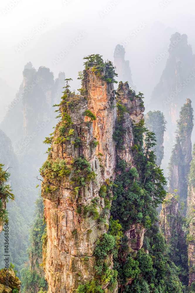 Rock column mountain (Avatar rocks). Zhangjiajie National Forest Park ...