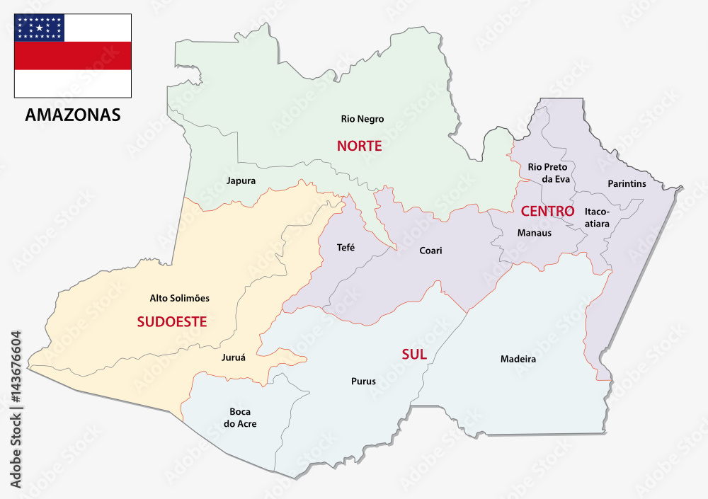 amazonas administrative and political map with flag Stock Vector ...