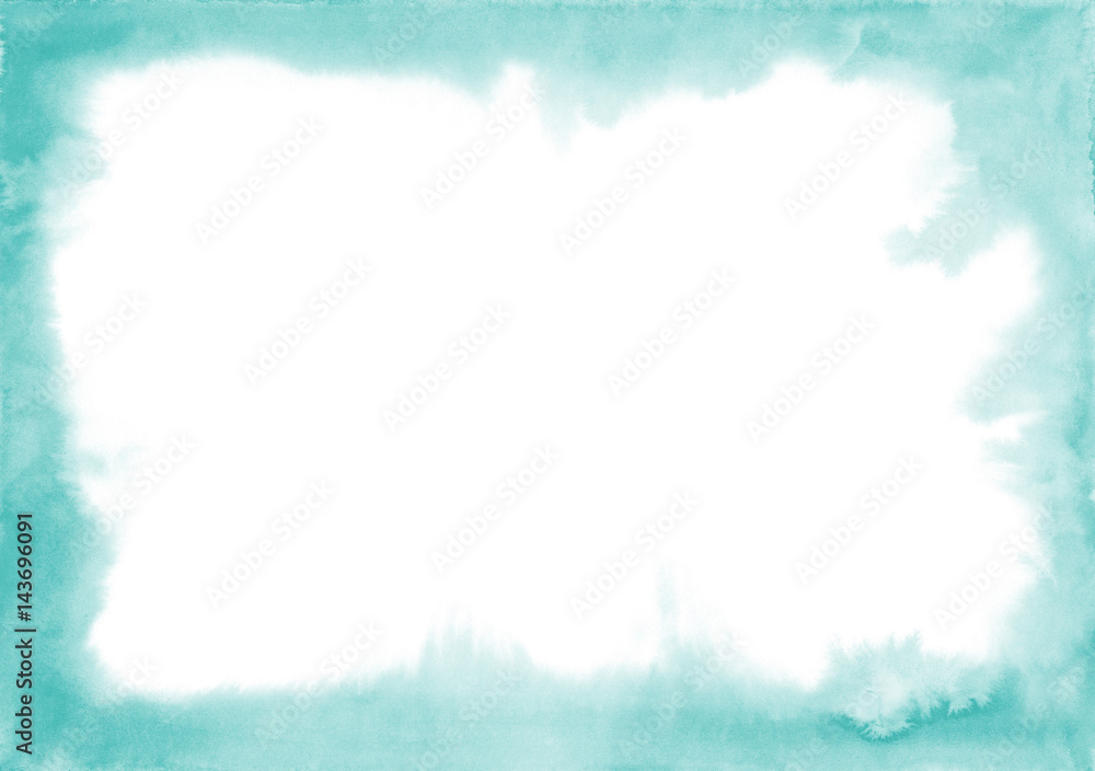 Delicate watercolor frame. Blue, green, turquoise watercolour ...