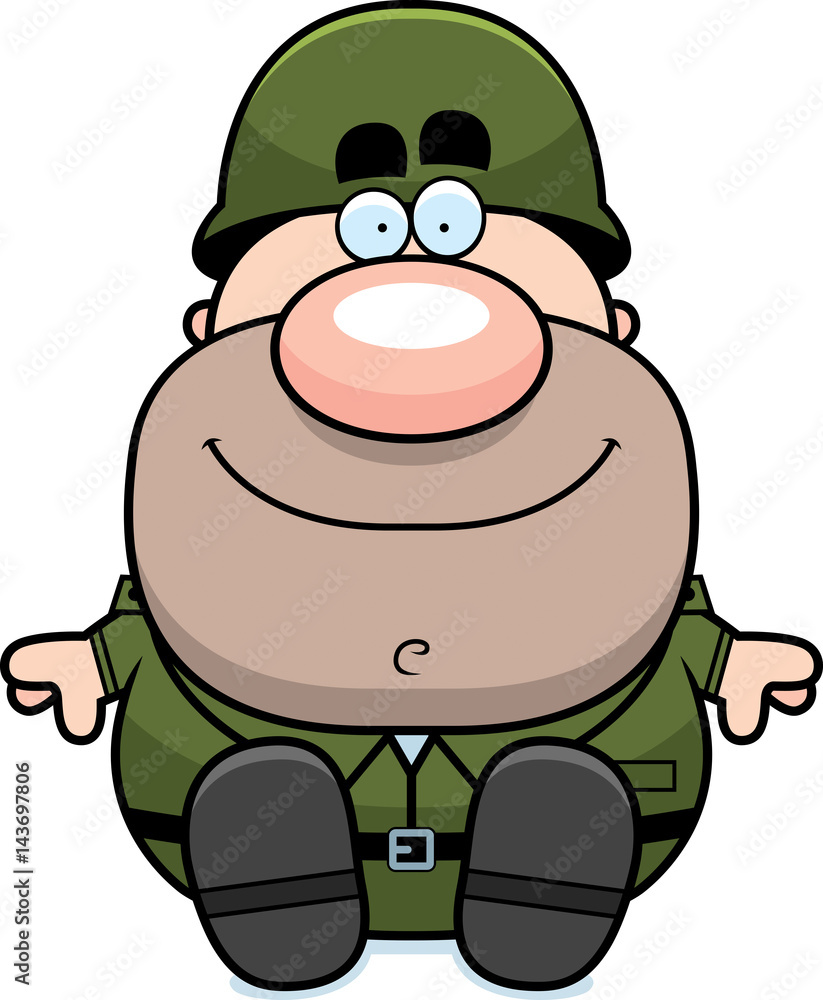 Cartoon Soldier Sitting Stock Vector | Adobe Stock