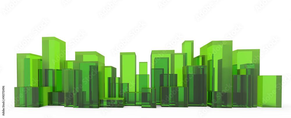 Green building isolated on white background. Stock Photo | Adobe Stock