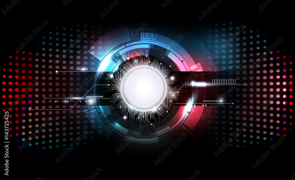 Abstract futuristic electronic circuit technology on dark background ...