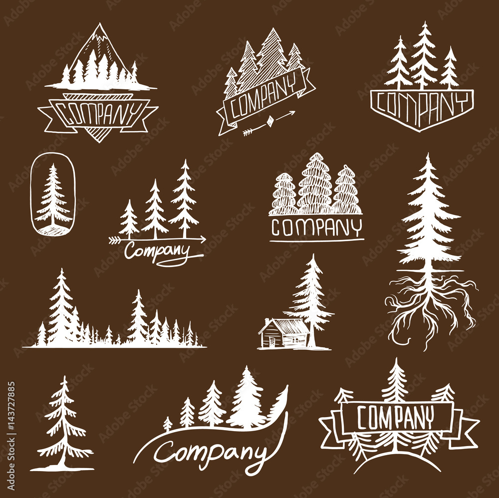 Forest badge tree vector collection Stock Vector | Adobe Stock