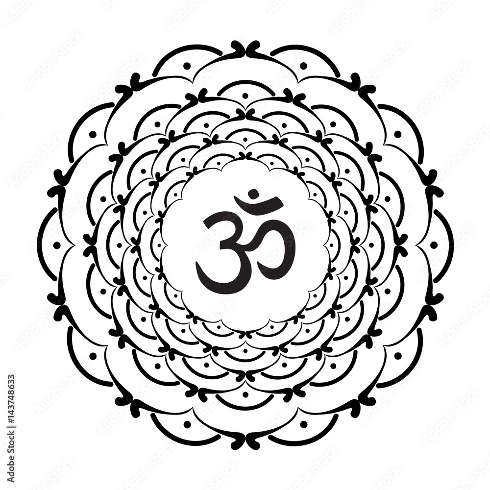 Om symbol with hand drawn mandala. Stock Vector | Adobe Stock