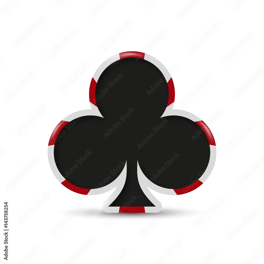 Playing card club suit. Game icon. Logo for poker and casino. Realistic ...