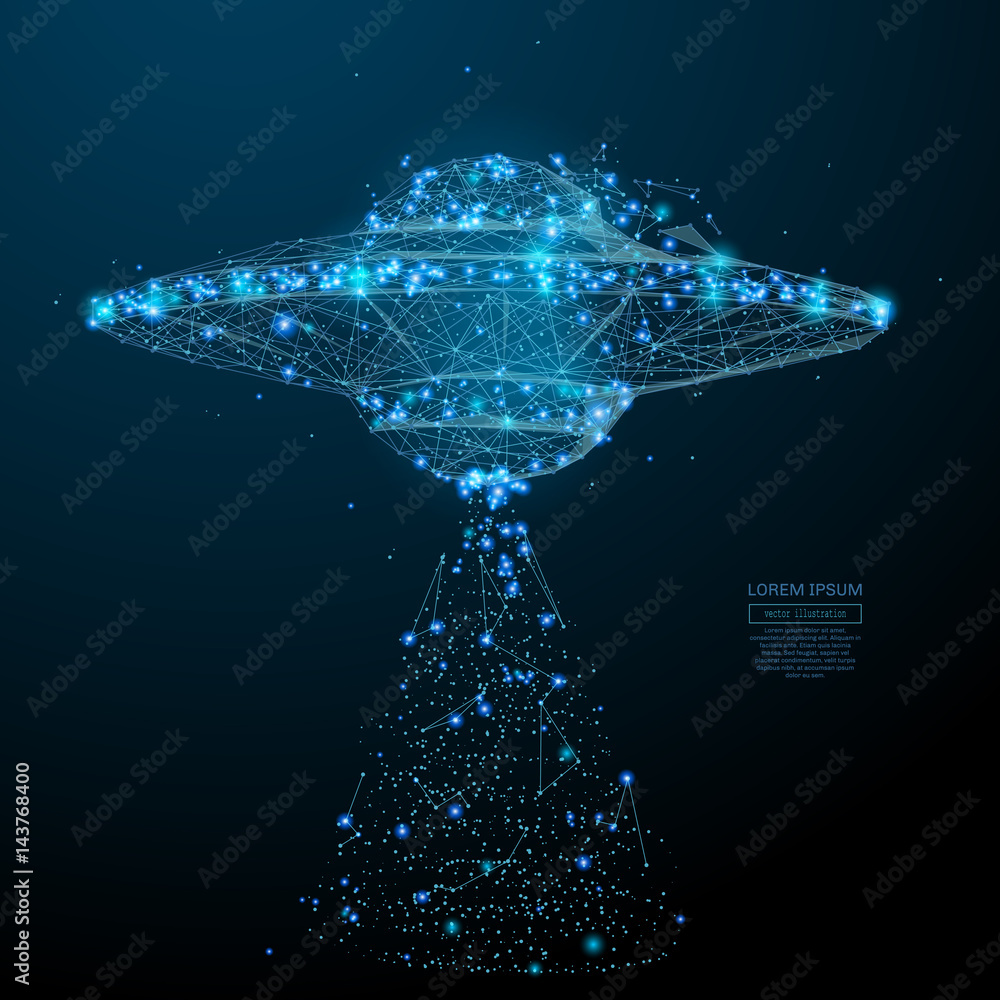Abstract image of a ufo spaceship in the form of a starry sky or space ...