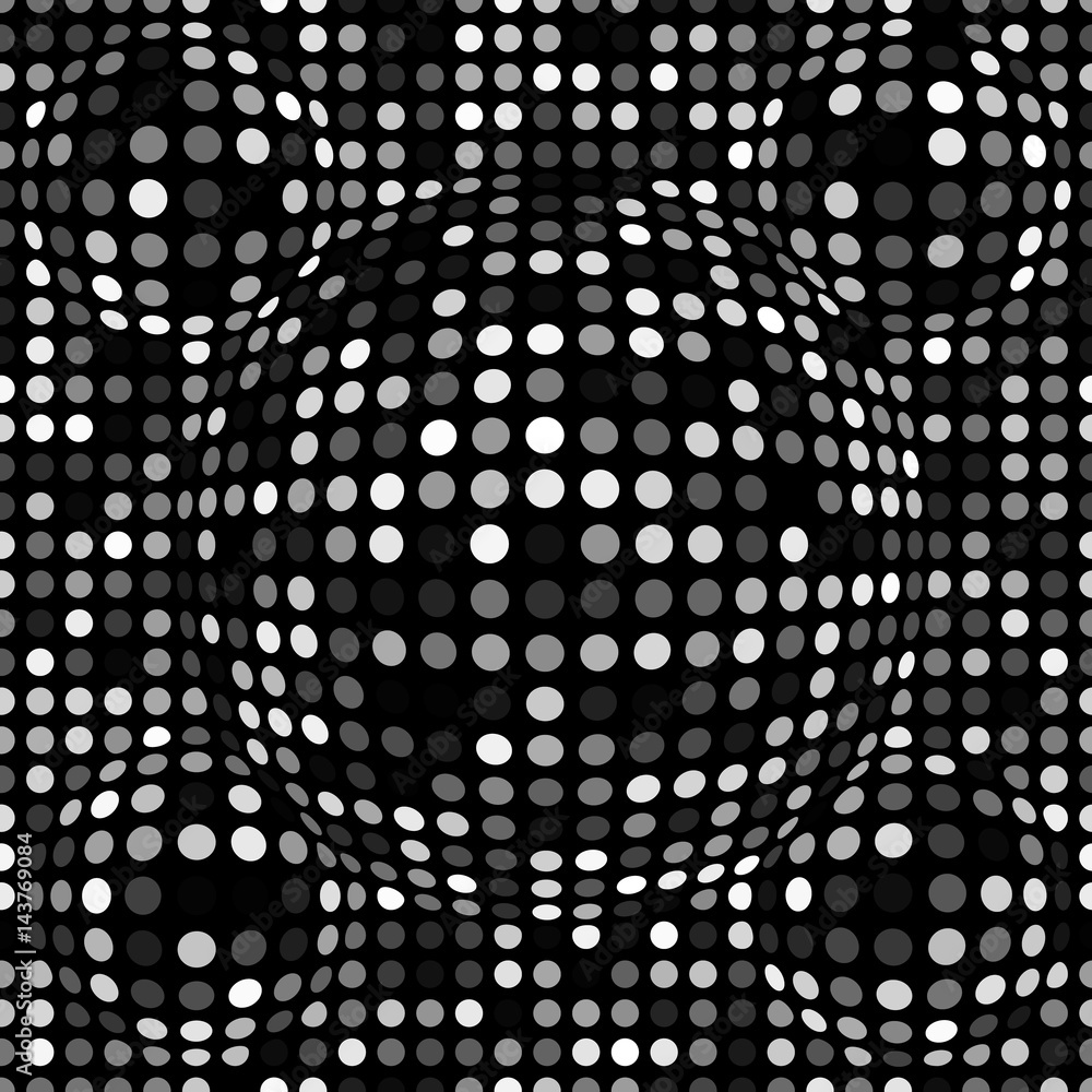 Black and white abstract dotted seamless pattern. Texture with spheres ...