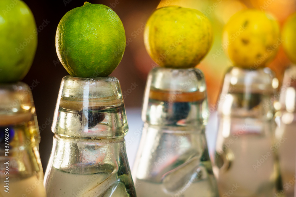 Bottles of locally made banta, an indian made soft drink that is very ...
