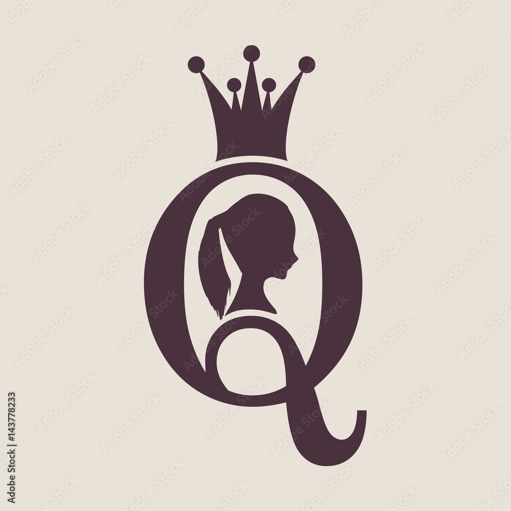 Vintage queen silhouette. Medieval queen profile. Elegant silhouette of ...