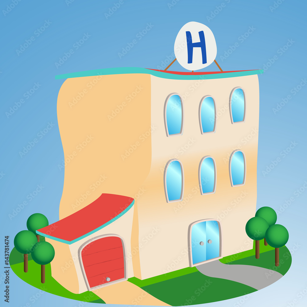 Cartoon style Hospital Stock Illustration | Adobe Stock