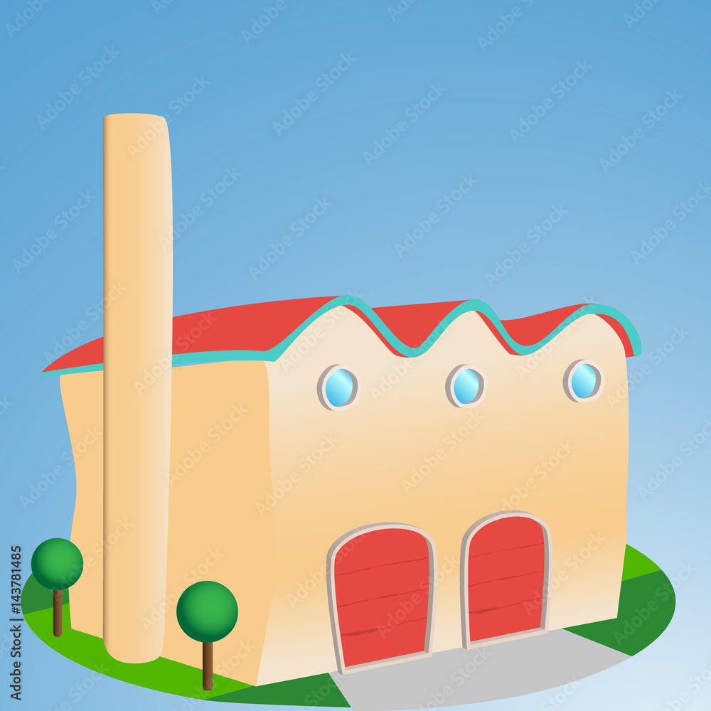 Cartoon style Factory Stock Illustration | Adobe Stock