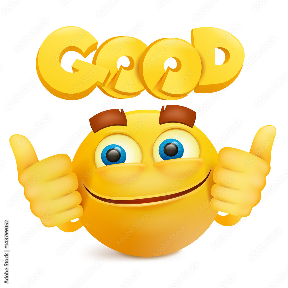 Yellow smile face emoji cartoon character Stock Vector | Adobe Stock