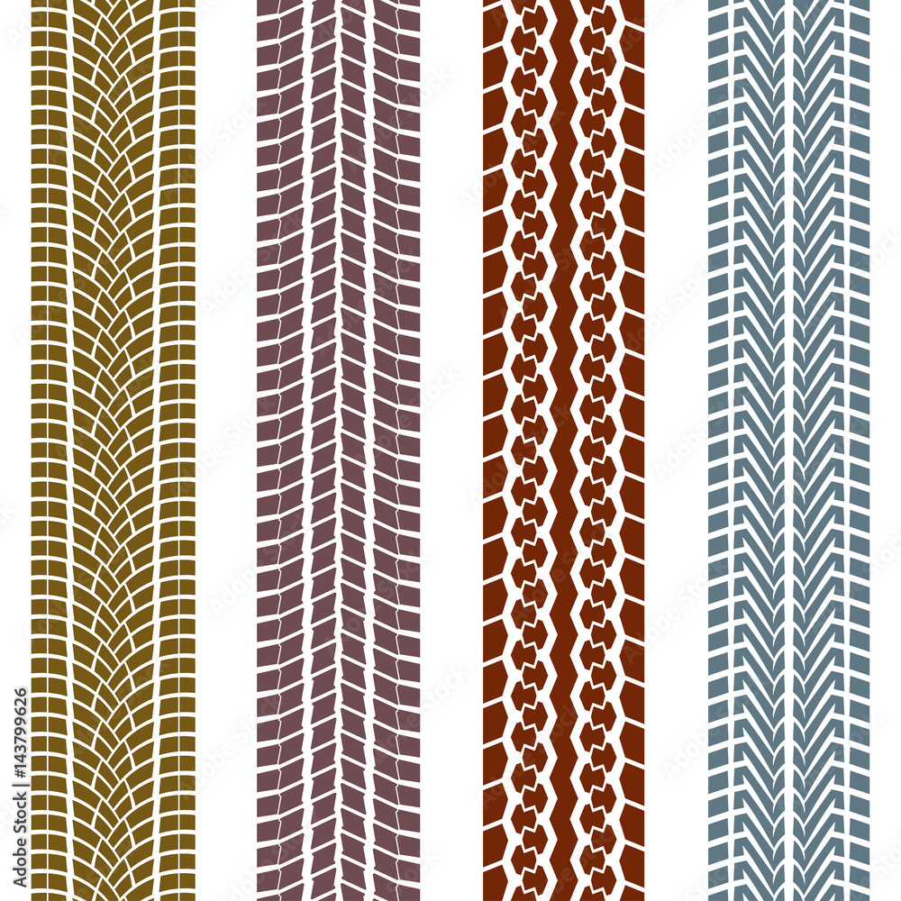 Tire tread set. Tyre marks background. Vector illustration. Stock ...