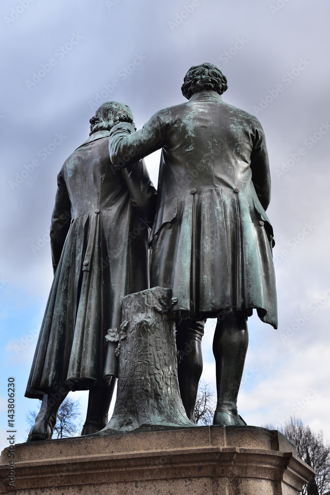 Goethe-Schiller-Denkmal in Weimar Stock Photo | Adobe Stock