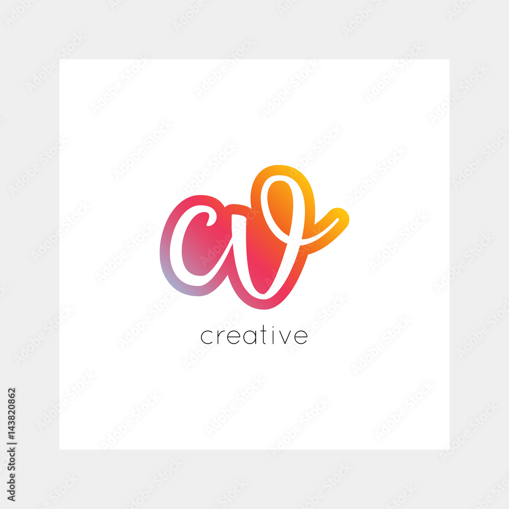 CV logo, vector. Useful as branding symbol, app icon, alphabet element ...