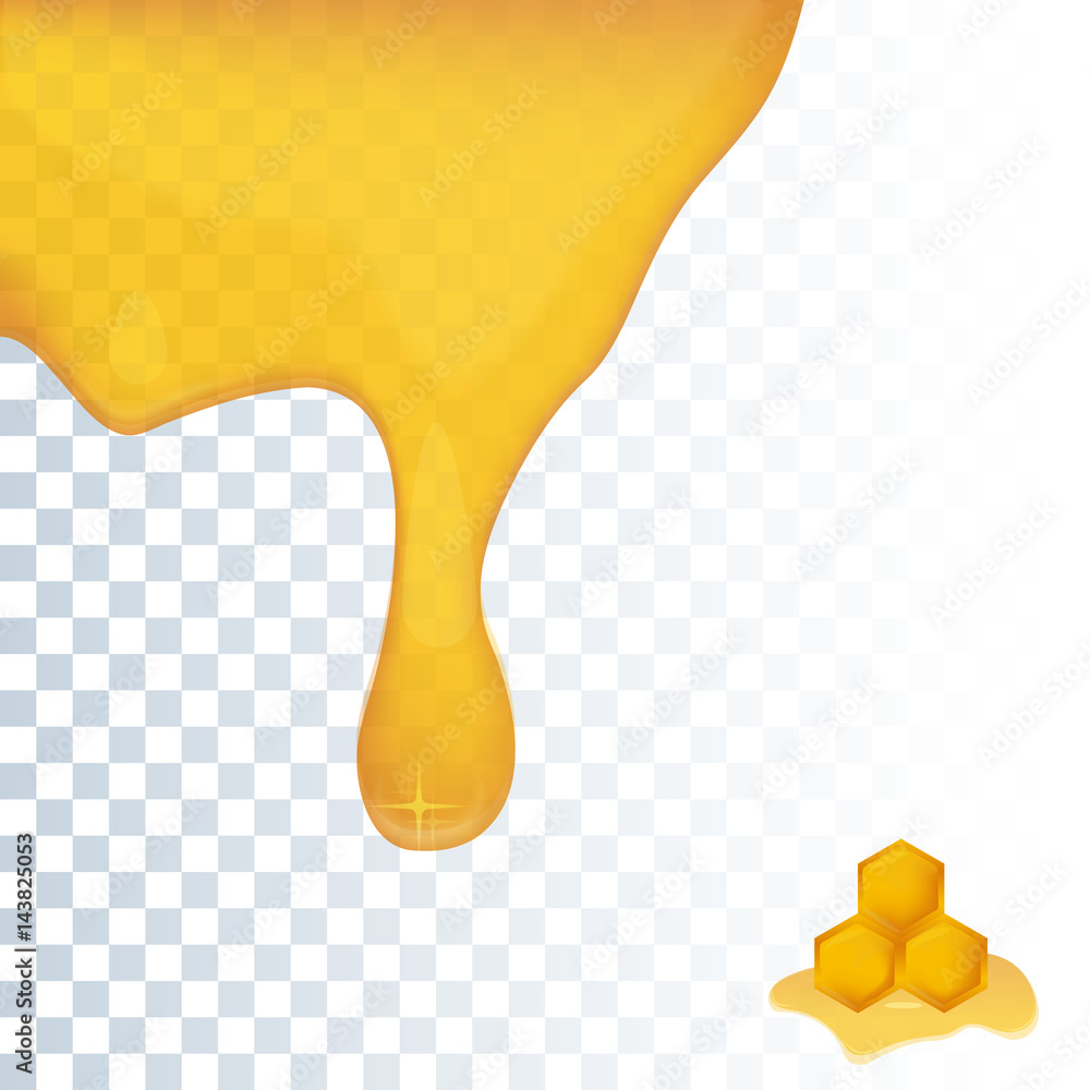 vector realistic flowing honey on a transparent background. a pyramid ...