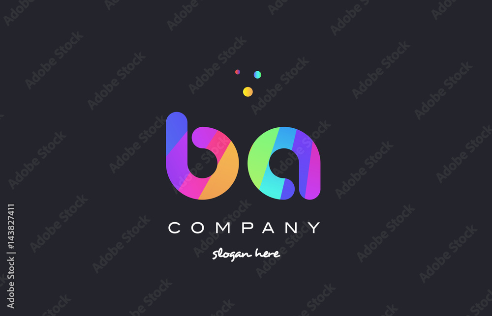 ba b a colored rainbow creative colors alphabet letter logo icon Stock ...