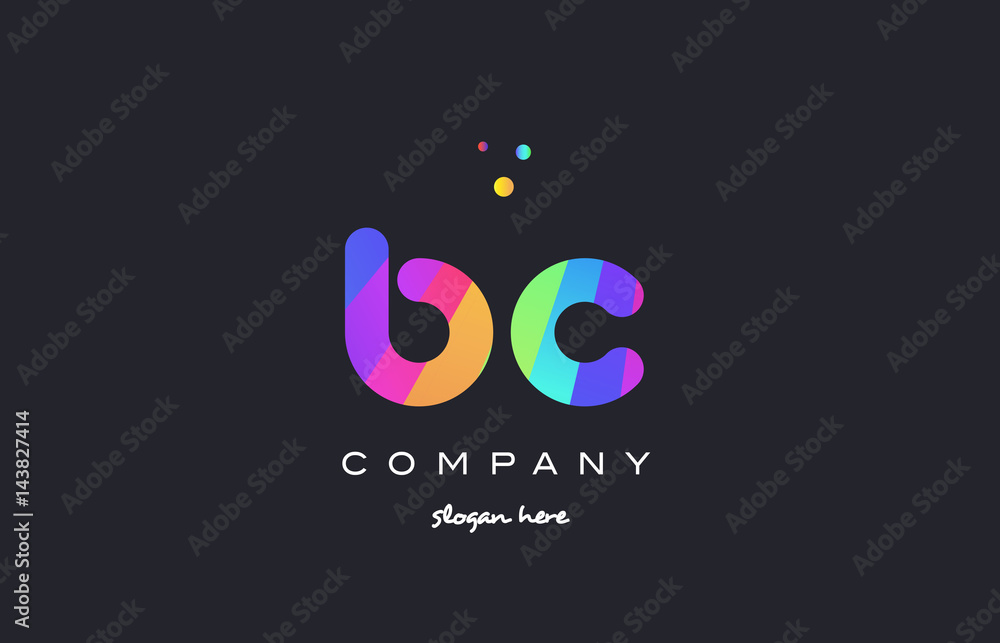 bc b c colored rainbow creative colors alphabet letter logo icon Stock ...