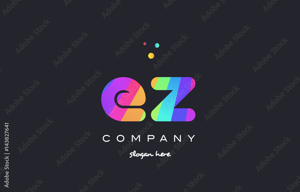 ez e z colored rainbow creative colors alphabet letter logo icon Stock ...