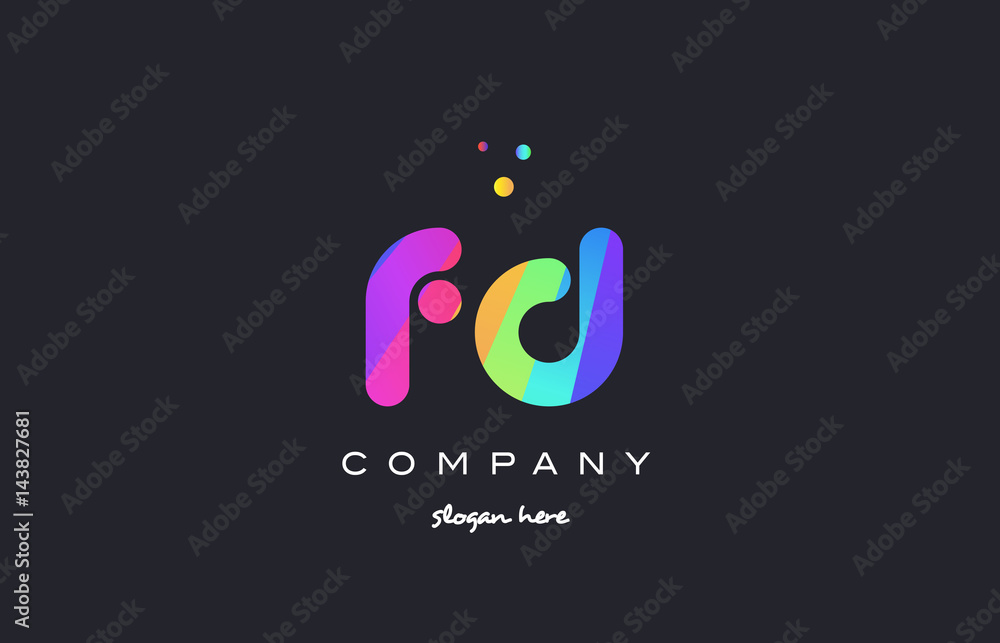 fd f d colored rainbow creative colors alphabet letter logo icon Stock ...