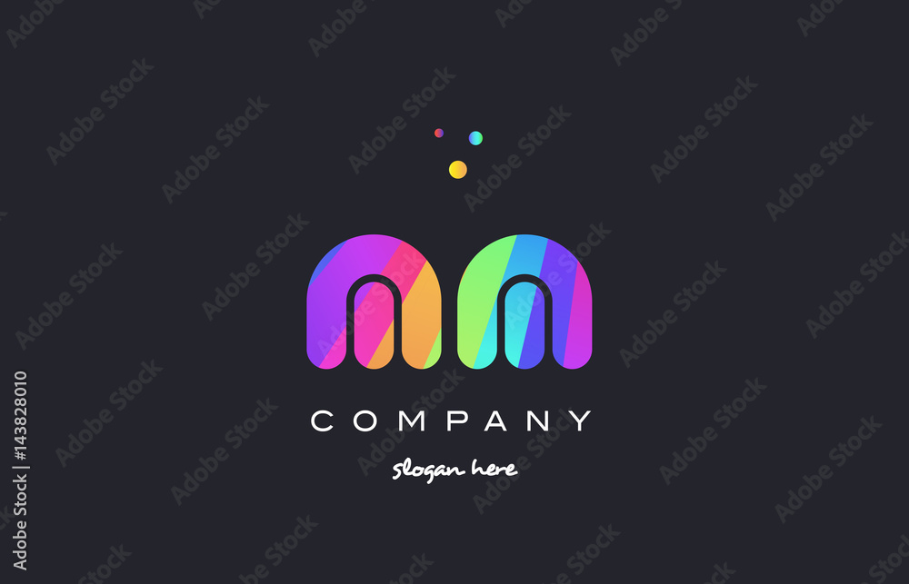 mm m m colored rainbow creative colors alphabet letter logo icon Stock ...