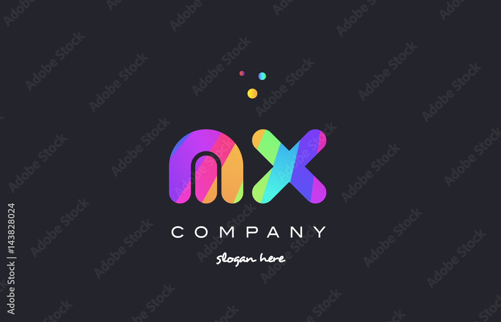 mx m x colored rainbow creative colors alphabet letter logo icon Stock ...