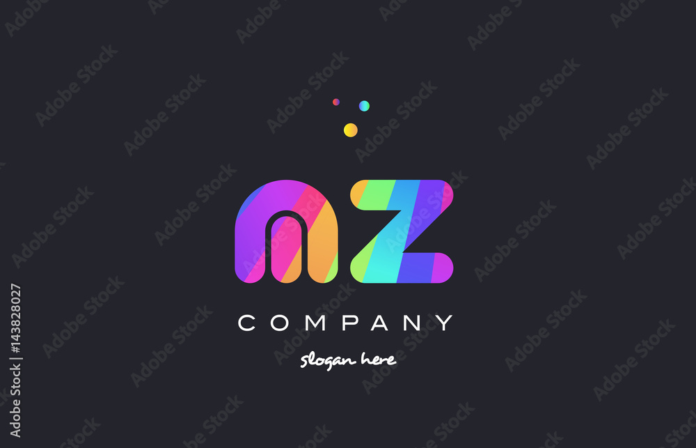 mz m z colored rainbow creative colors alphabet letter logo icon Stock ...