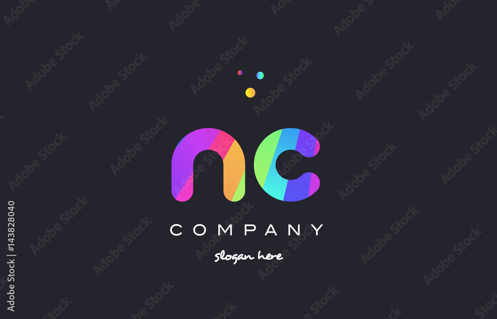 nc n c colored rainbow creative colors alphabet letter logo icon Stock ...