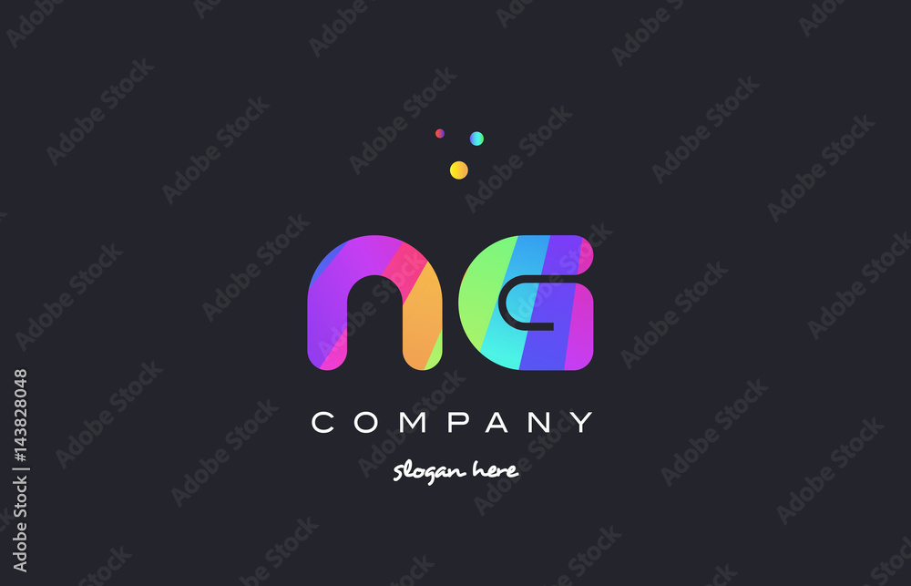 ng n g colored rainbow creative colors alphabet letter logo icon Stock ...