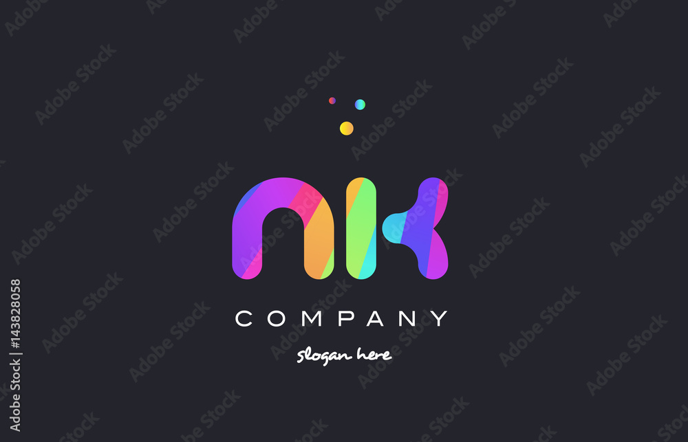 nk n k colored rainbow creative colors alphabet letter logo icon Stock ...