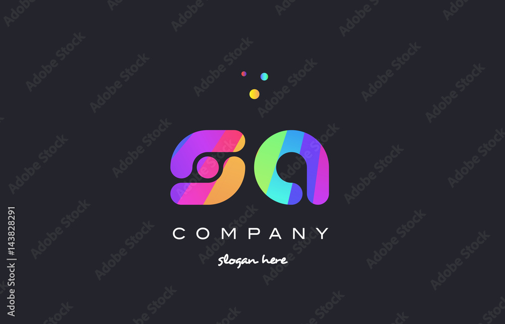 sa s a colored rainbow creative colors alphabet letter logo icon Stock ...