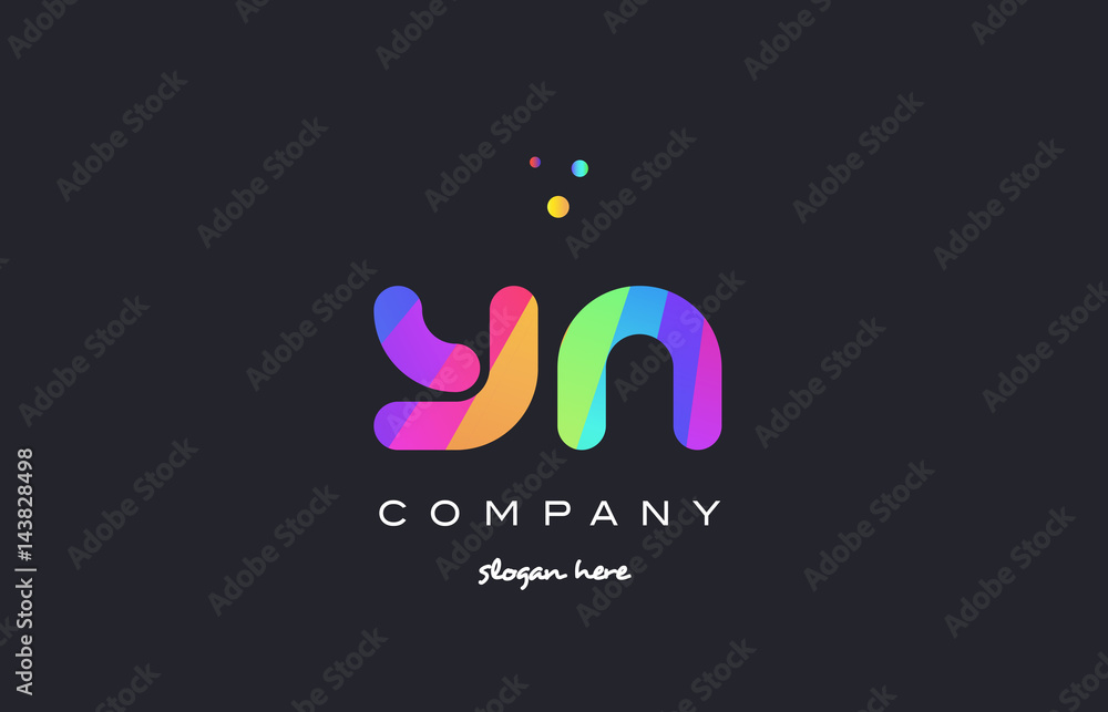 yn y n colored rainbow creative colors alphabet letter logo icon Stock ...