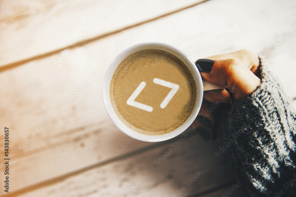 Programmer morning concept: coding symbol in a cup of coffee Stock ...