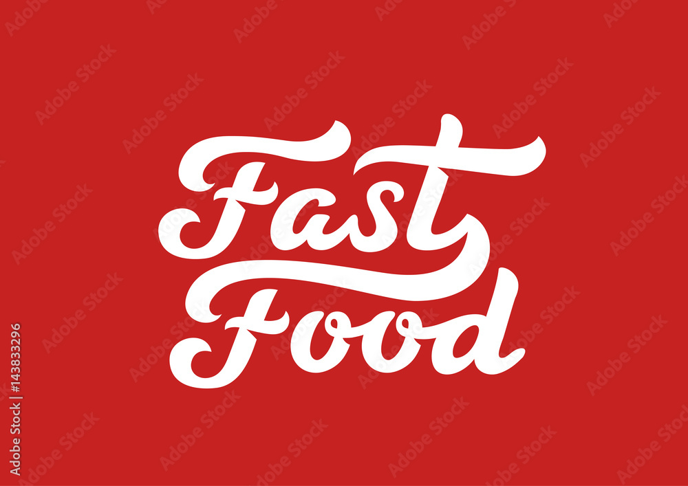 Fast Food calligraphic text logo vector Lettering composition. Stock ...