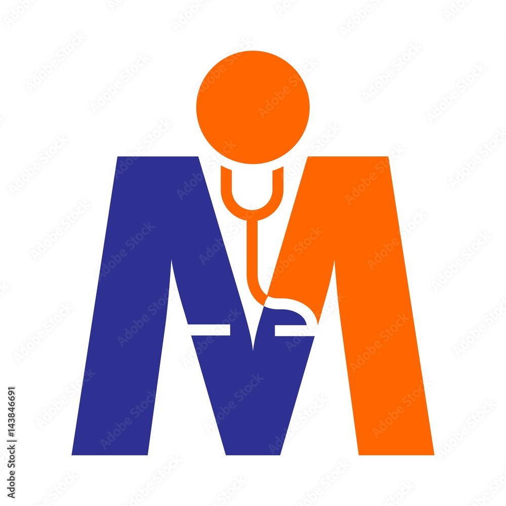 letter m logo vector. doctor icon symbol. Stock Vector | Adobe Stock