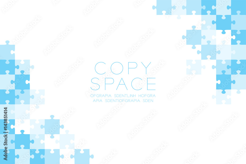 Jigsaw puzzle blue color illustration pattern isolated on white ...