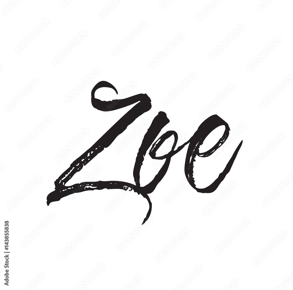 zoe, text design. Vector calligraphy. Typography poster. Stock Vector ...