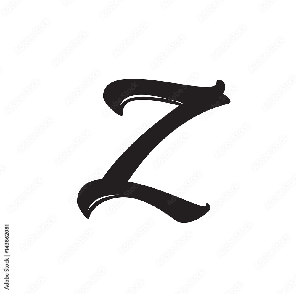z letter, text design. Vector calligraphy. Typography poster. Stock ...