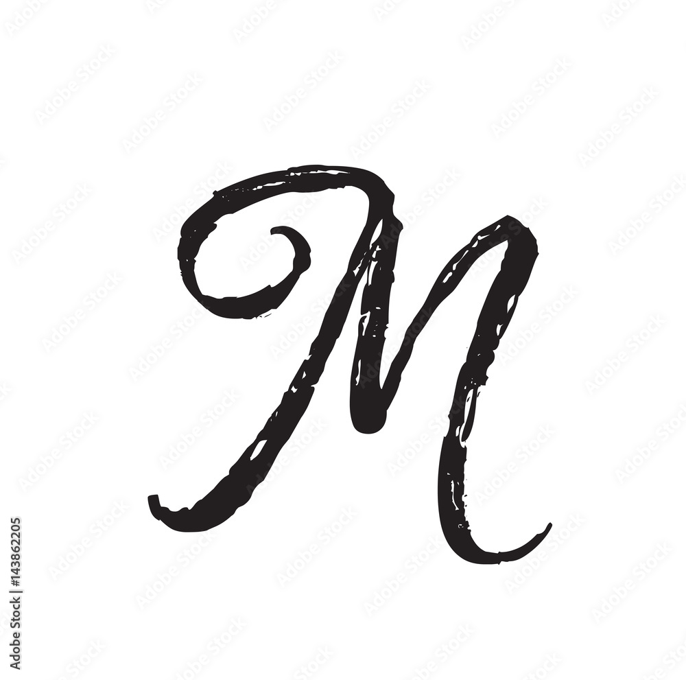 m letter, text design. Vector calligraphy. Typography poster. Stock ...