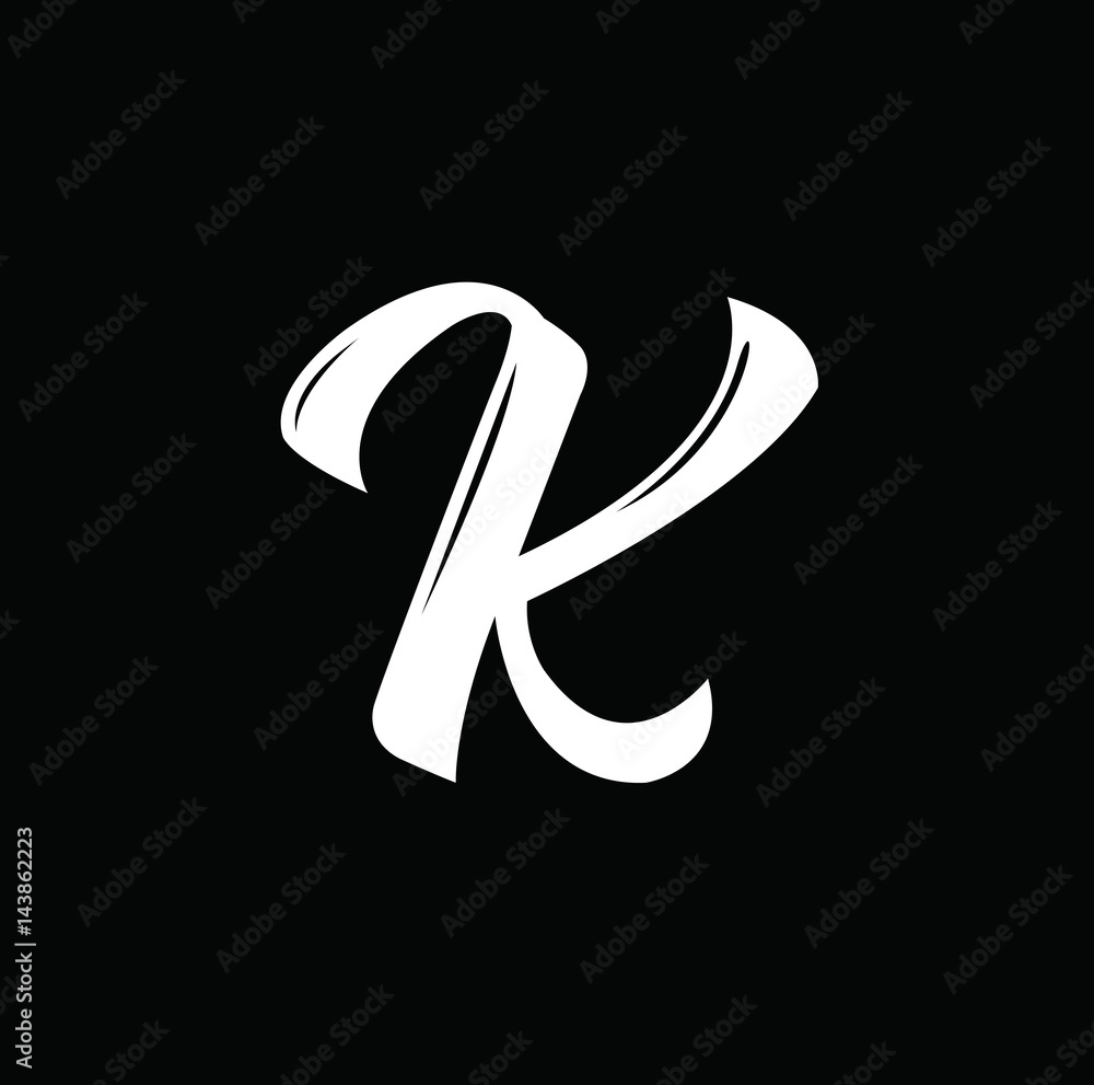 k letter, text design. Vector calligraphy. Typography poster. Stock ...