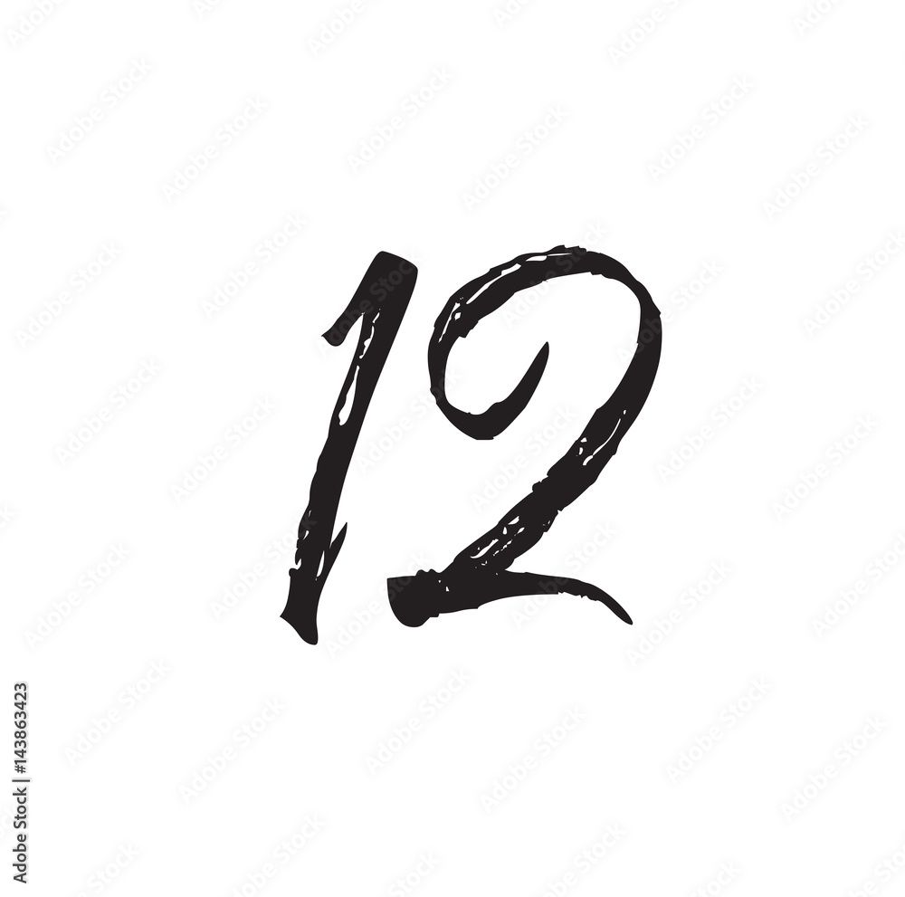 12, text design. Vector calligraphy. Typography poster.text design ...