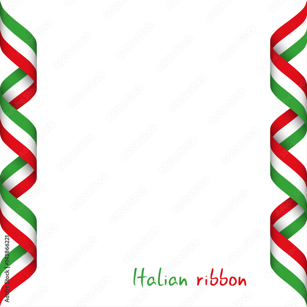 Colored ribbon with the Italian tricolor, symbol of the Italian flag ...