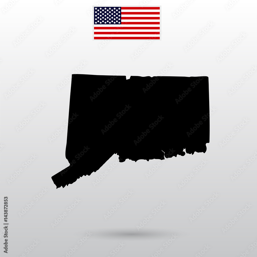 Map of the U.S. state of Connecticut. American flag Stock Vector ...