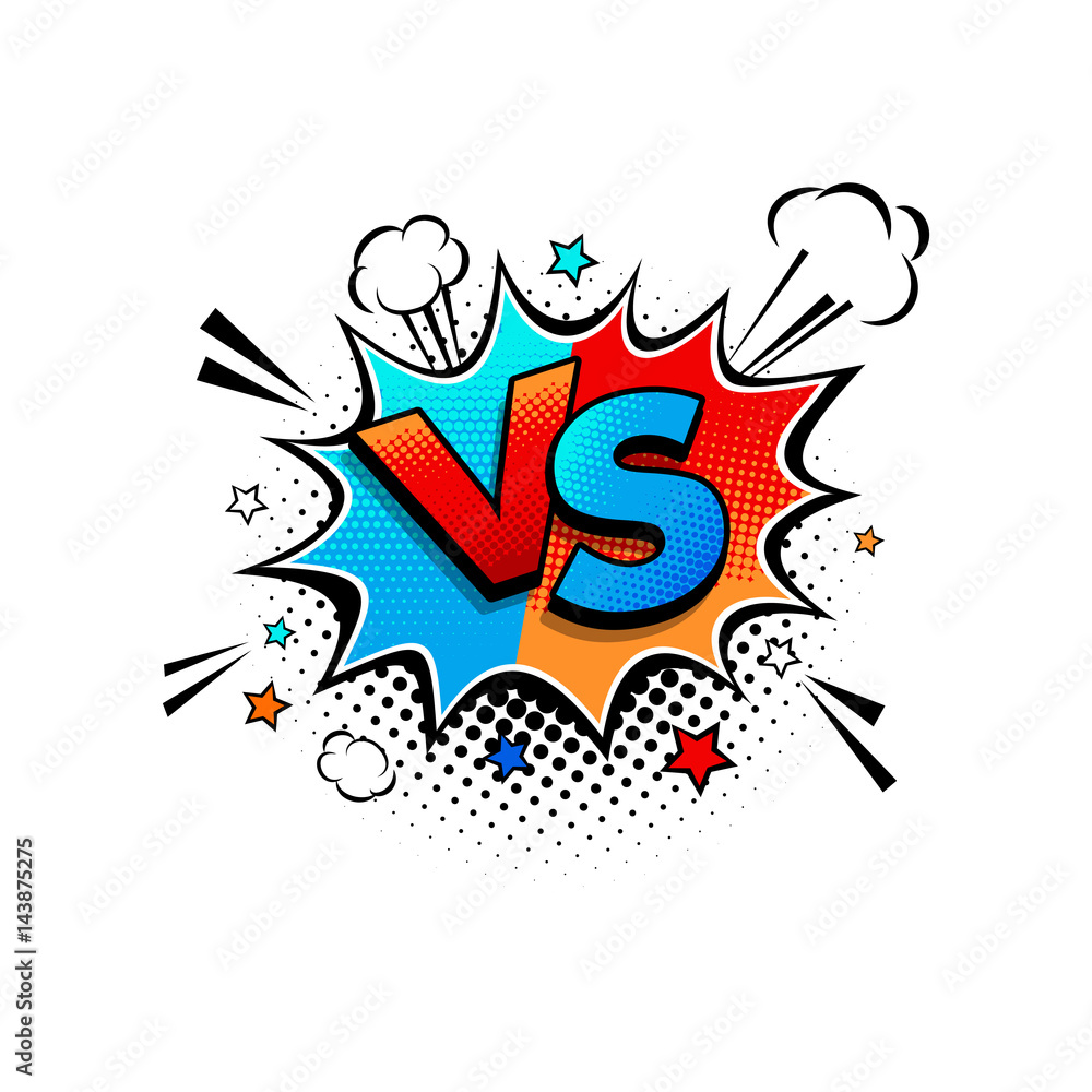 Comic speech bubble with expression competition text VS versus, clouds ...