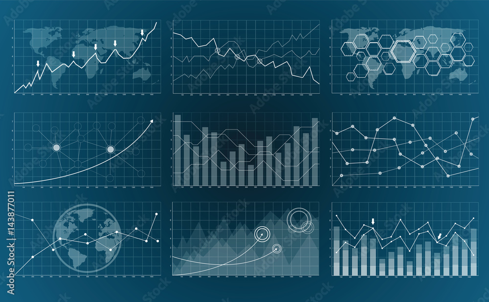 Digital charts and screen interface Stock Vector | Adobe Stock