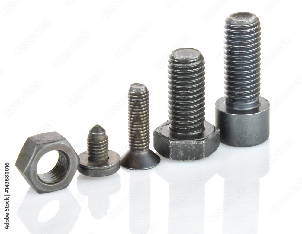 Metal bolts collection isolated on white background Stock Photo | Adobe ...